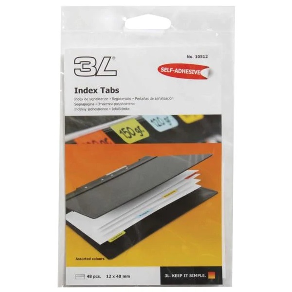 3L Self-Adhesive Index Tabs 40mm Assorted 10512