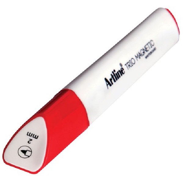 Artline TRIO Magnetic Whiteboard Markers 2mm Bullet Point Red 158502