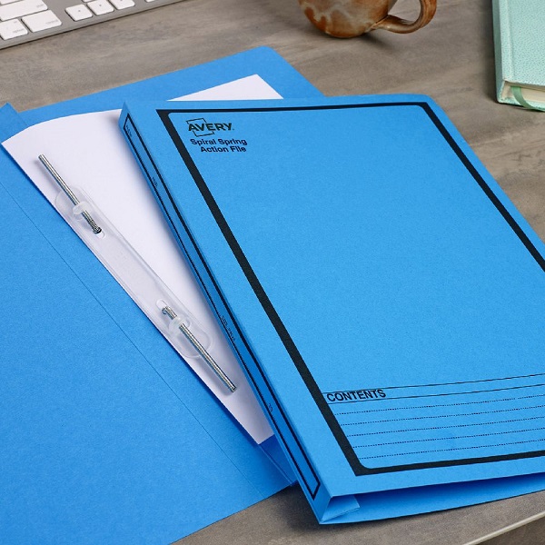 AVERY® Spiral Spring Action Files Foolscap Blue 88545