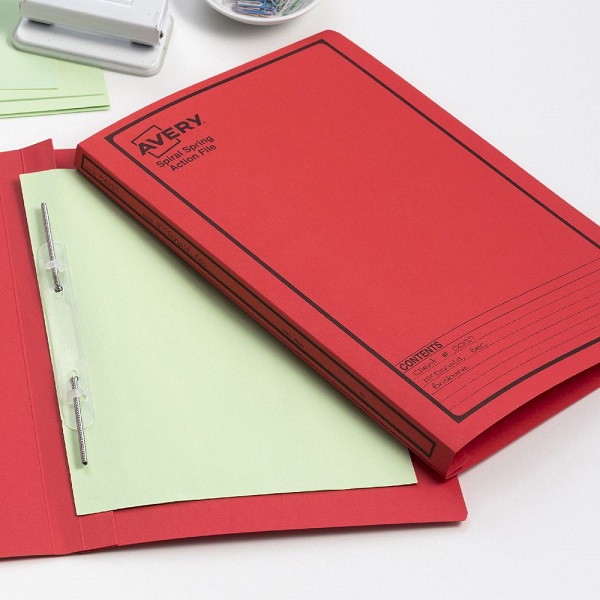 AVERY® Spiral Spring Action Files Foolscap Red 88544