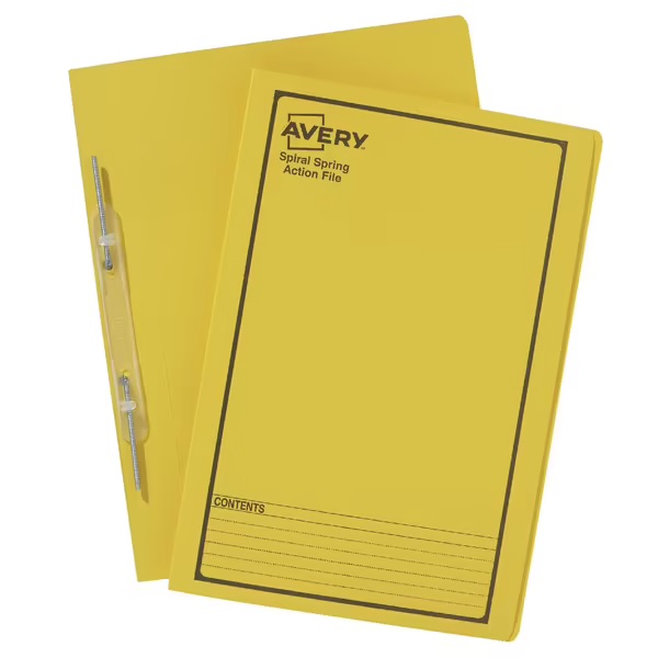 AVERY® Spiral Spring Action Files Foolscap Yellow 88547
