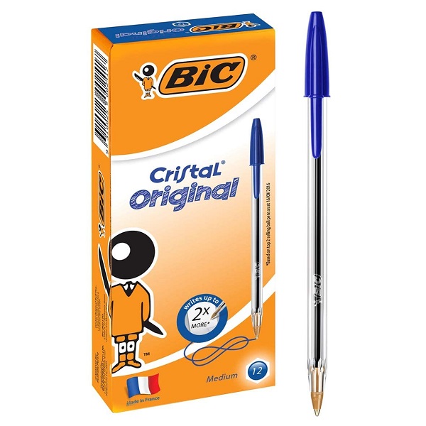 BIC® Cristal Original Medium Ballpens 1.0mm Bue, Box 12