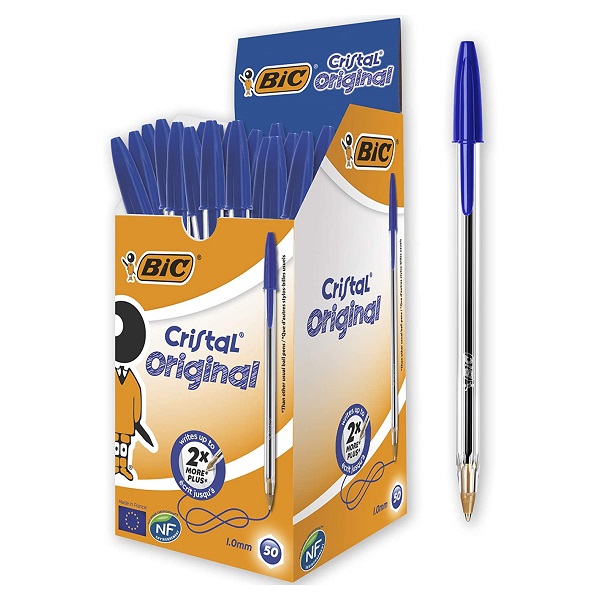 BIC® Cristal Original Medium Ballpens 1.0mm Blue, Box 50