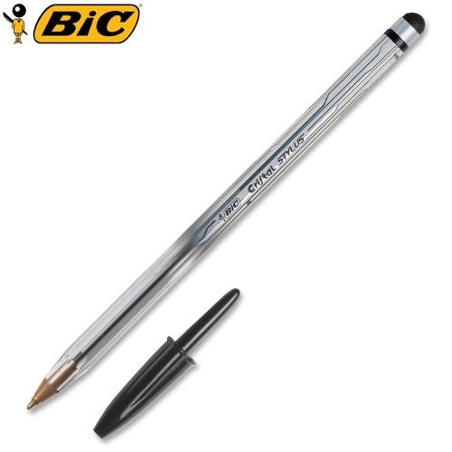 BIC® Cristal STYLUS Medium Ballpens 1.0mm Black, Pack 2