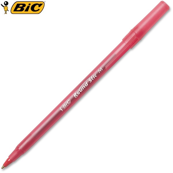 BIC® Round Stic Medium Ballpens 1.0mm Red, Box 12