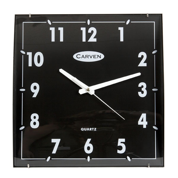 CARVEN Square Wall Clock 295mm Black CLSQUBLK