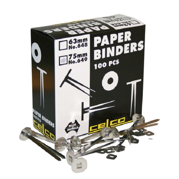 CELCO #649 Paper Binders 76mm Box of 100 (0006496)