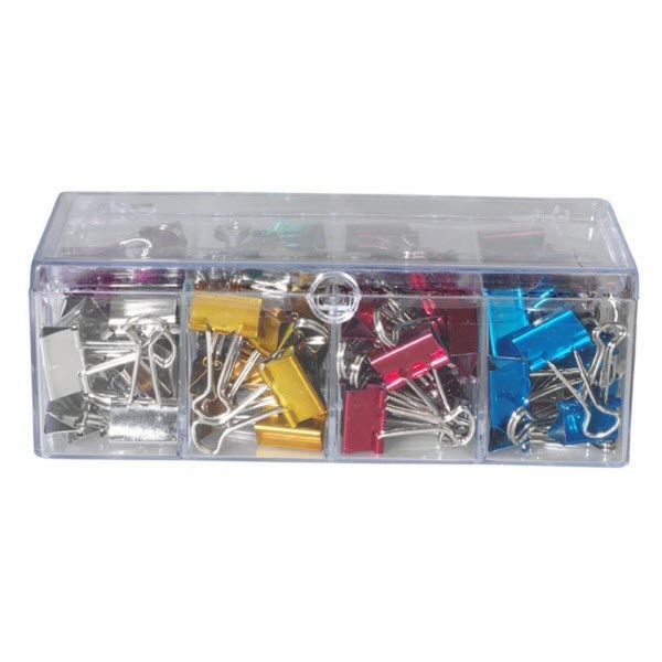 CELCO Foldback Fold Back Clips 19mm Assorted Metallics, Box of 96