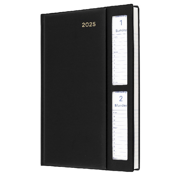 COLLINS Belmont A5 2 Days to Page Windowfaced Diary Black 287W.V99