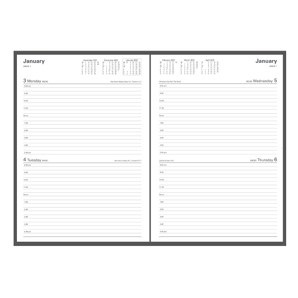 Collins A4 2 Days to Page Financial Year Diary Black 24M4.P99