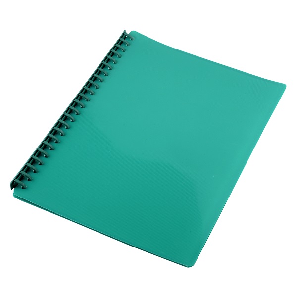 CUMBERLAND Refillable Display Book A4 Gloss Green with 20 Pockets