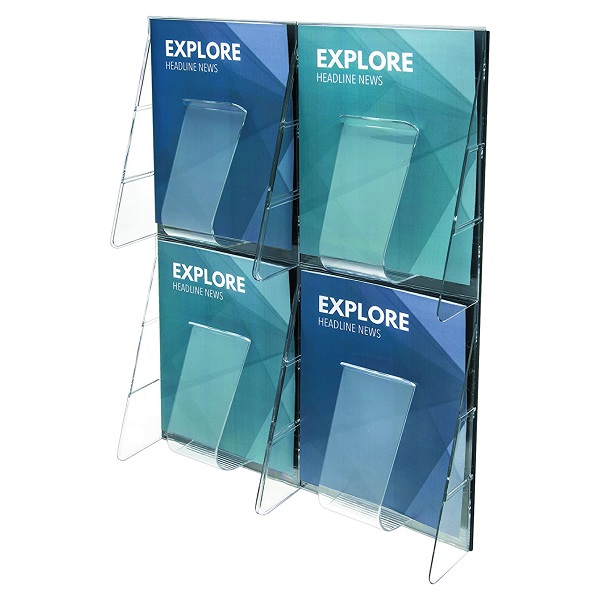 Deflecto® Literature Wall Display 4 x A4 Pockets 56001