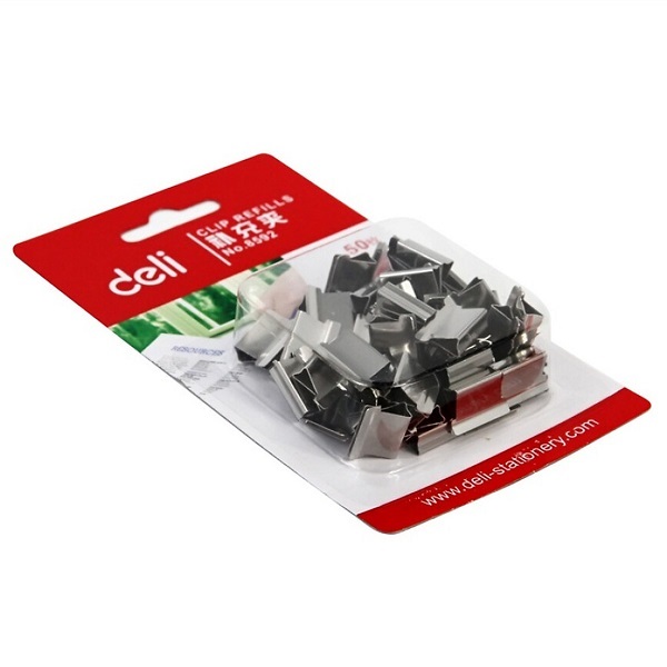 deli 8592 Paper Clipper Refills Medium Steel Clips, Pack 50