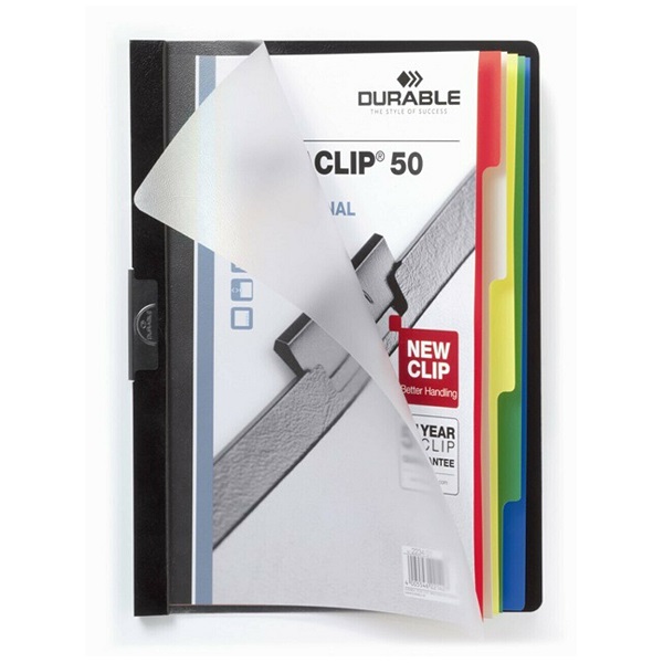 Durable DURACLIP 50 Index File A4 with 5-Part Dividers Black 223401