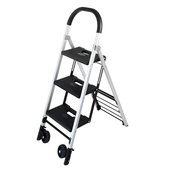 DURUS Folding 3 Step Ladder and Trolley Cart 300000