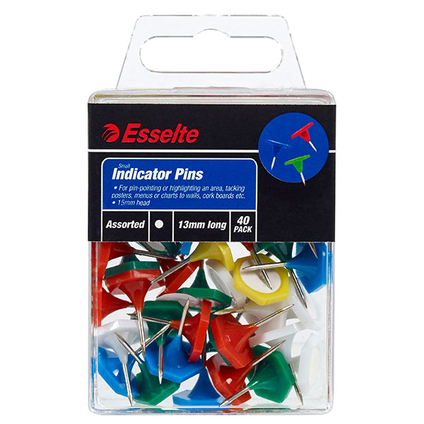 Esselte Small Indicator Pins Assorted, Pack 40 45113