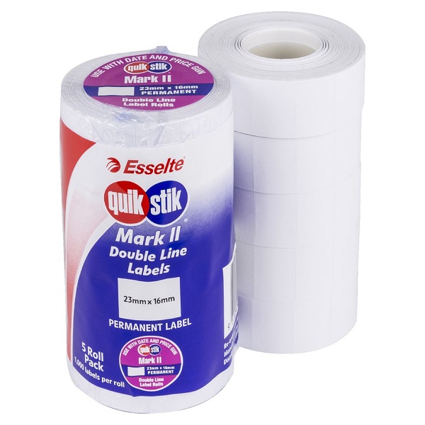 Esselte Quik Stik Price Gun Labels Mark II Double Line Plain White ...