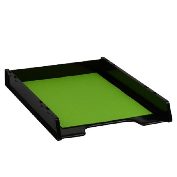 ITALPLAST Slimline MultiFit A4 Document Tray greenR Black Recycled I65GR