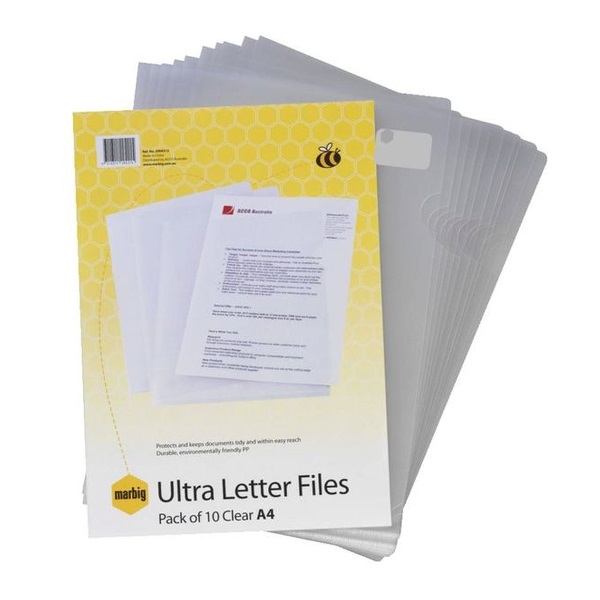 MARBIG 2004212 Ultra Letter Files A4 Clear, Pack 10