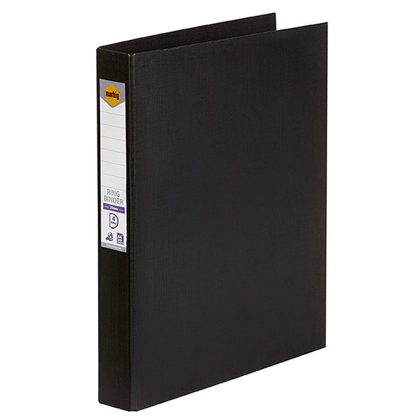 MARBIG PE Linen 25mm 4D Ring Binder A4 Black 5024102