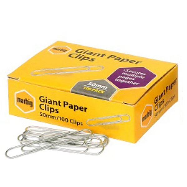MARBIG Giant Paper Clips 50mm, Box of 100 87090