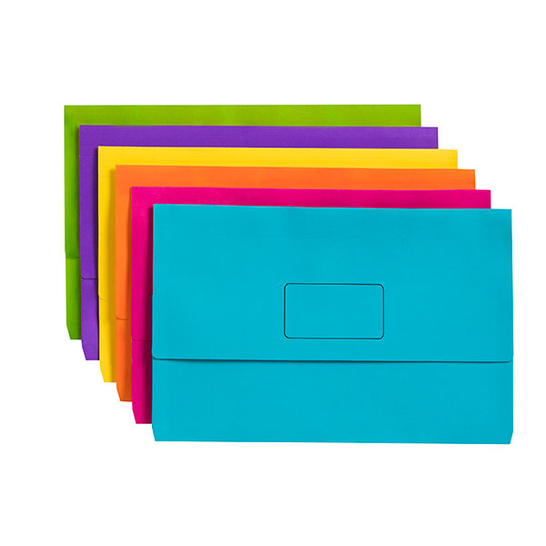 MARBIG Slimpick® Document Wallets Foolscap Brights Assorted, Pack 10 ...