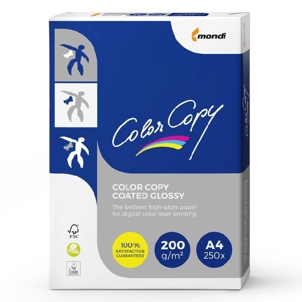 Mondi Color Copy Coated Glossy A4 Digital Paper 200gsm White, 250 Sheets