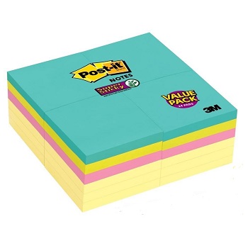 Post-it® Super Sticky Notes 654-24SSCYM Miami Colours Value Pack of 24