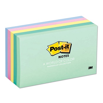 Post-it® Notes 655-AST Marseille Colours 76 x 127mm, Pack 5