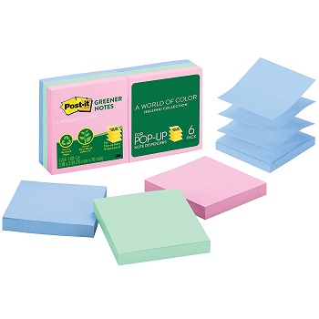Post-it® Greener Pop-up Notes R330RP-6AP Helsinki Colours 76 x 76mm, Pack 6