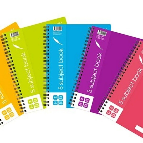 Quill 10496A Polypropylene A4 5-Subject Note Book 250 Pages Assorted ...