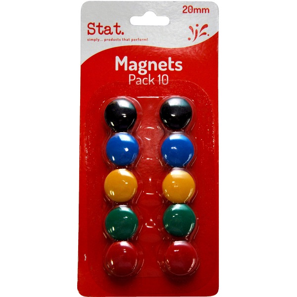 Stat. Magnets 20mm Assorted, Pack 10
