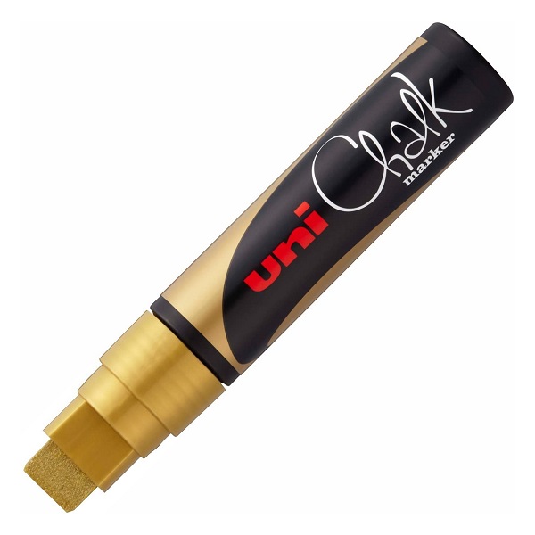 UNI Liquid Chalk Marker PWE-17K Broad Chisel Tip 15mm Gold
