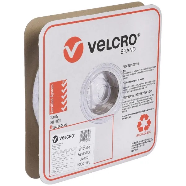 VELCRO® Fasteners Hook Only Tape 25mm x 25m Strip White Bulk Roll