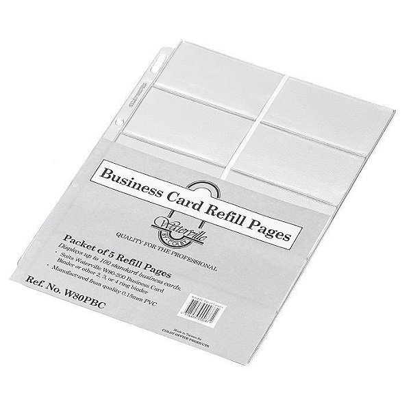 Waterville Executive A4 Business Card Binder Refill Pages W80PBC