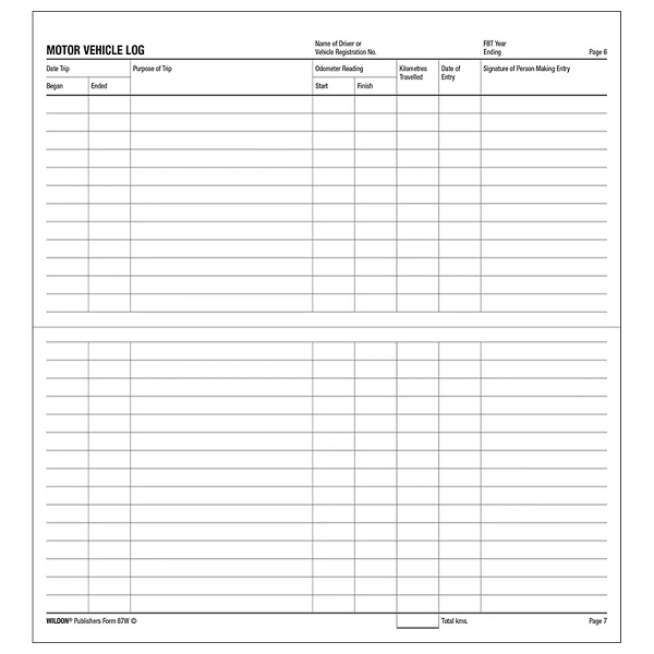 Wildon 87W Vehicle Log Book WIL087
