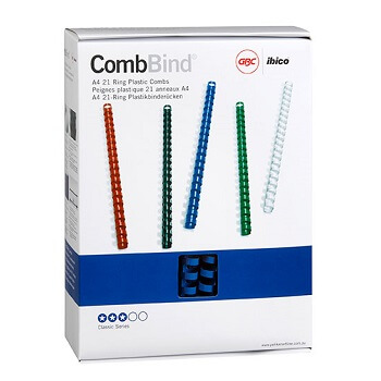 GBC Ibico 16mm Plastic Combs 21-Ring A4 Blue, Box 100 BEP16BL100
