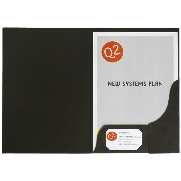 MARBIG Professional Series Presentation Folders A4 Leathergrain Black ...