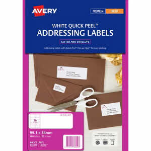 AVERY® J8162 Inkjet Labels 99.1 x 34.1mm 16/Sheet 936029
