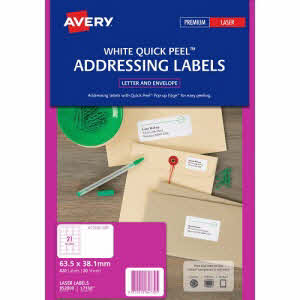 AVERY® L7160 Laser Labels 63.5 x 38.1mm 21/Sheet 952000
